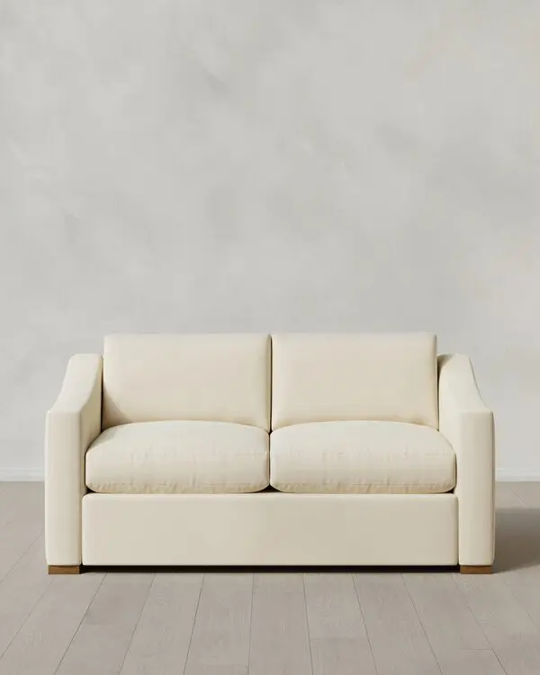 Quince Hollis Slope Arm Sofa In Performance Velvet - Ivory