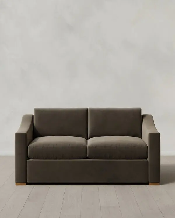 Quince Hollis Slope Arm Sofa In Performance Velvet - Sable