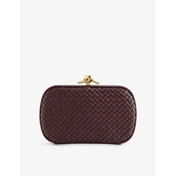 Bottega Veneta Soft Knot Leather Clutch - Deep Mahogan-brass V
