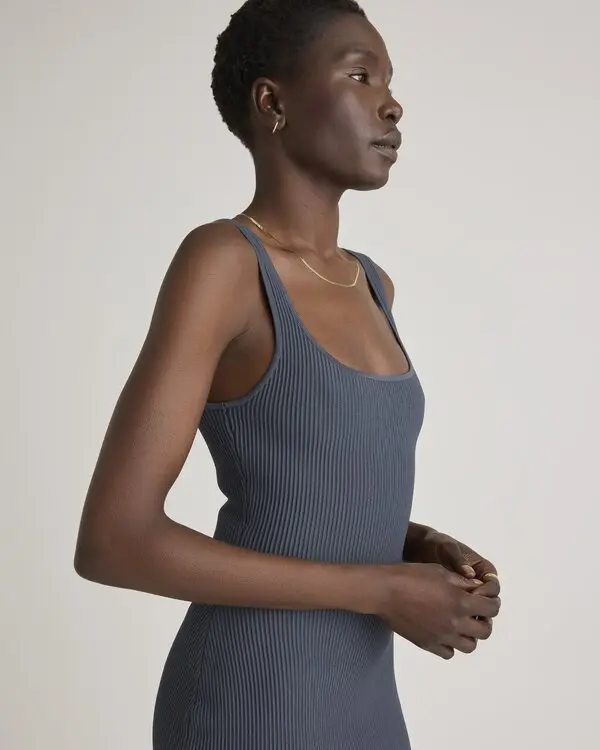 Quince Square Neck Ribbed Knit Mini Dress - Grey