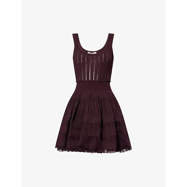 Alaïa Crinoline Knitted Mini Dress - Bordeaux
