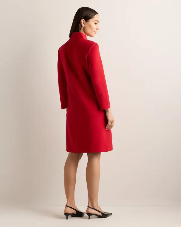 Quince Ultra-stretch Ponte Split Neck Mini Dress - Ruby Red