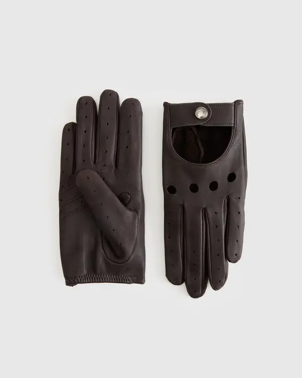 Quince Italian Leather Driving Gloves - Brown