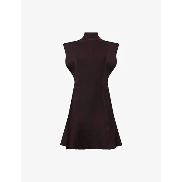 Alaïa Panelled Seam Silk Knit Mini Dress - Aubergine