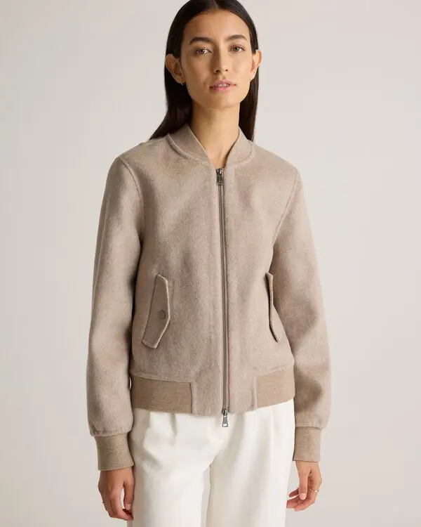 Quince Double-faced Merino Wool Bomber Jacket - Oat