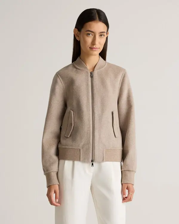 Quince Double-faced Merino Wool Bomber Jacket - Oat