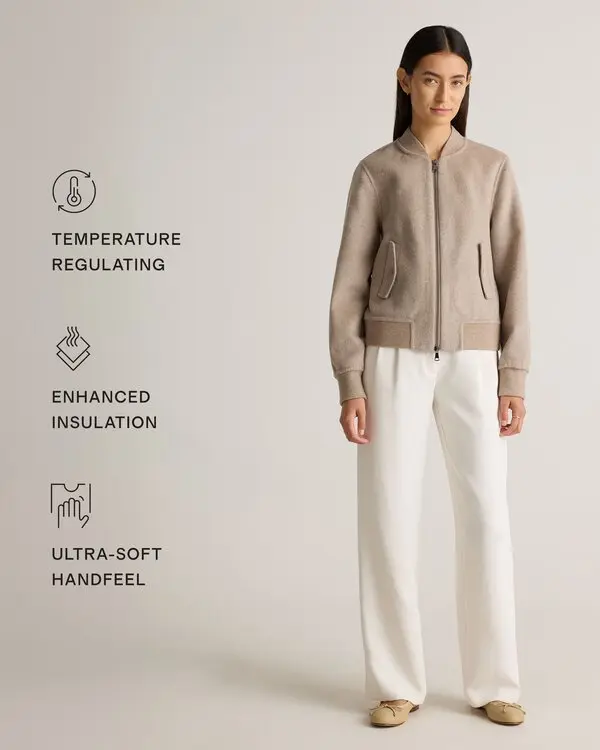 Quince Double-faced Merino Wool Bomber Jacket - Oat