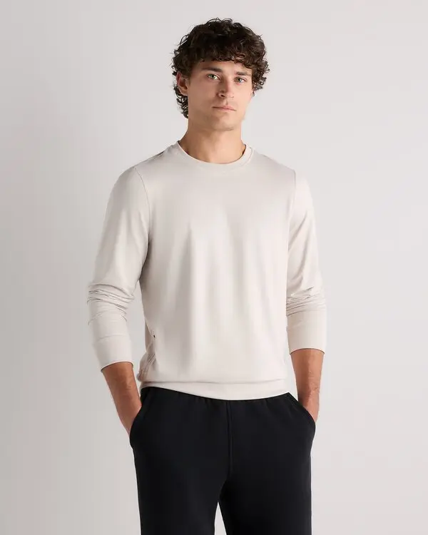Quince Flowknit Performance Crew Sweatshirt - Solid Chalk