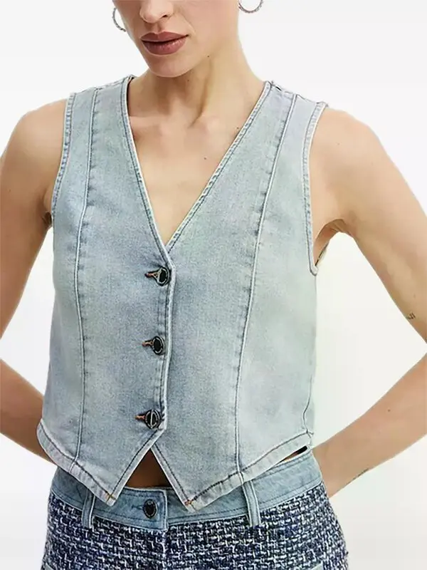 MORGAN Button V-neck Top