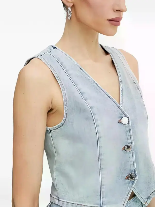 MORGAN Button V-neck Top