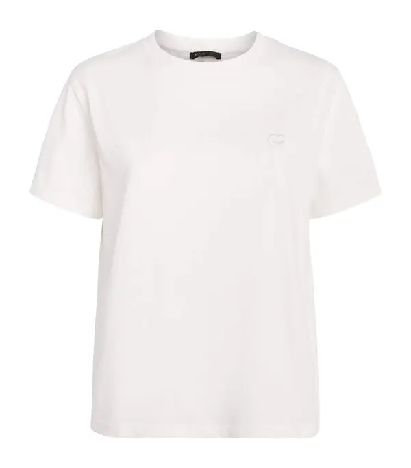Maje Cotton T-shirt With Embroidered Logo - White