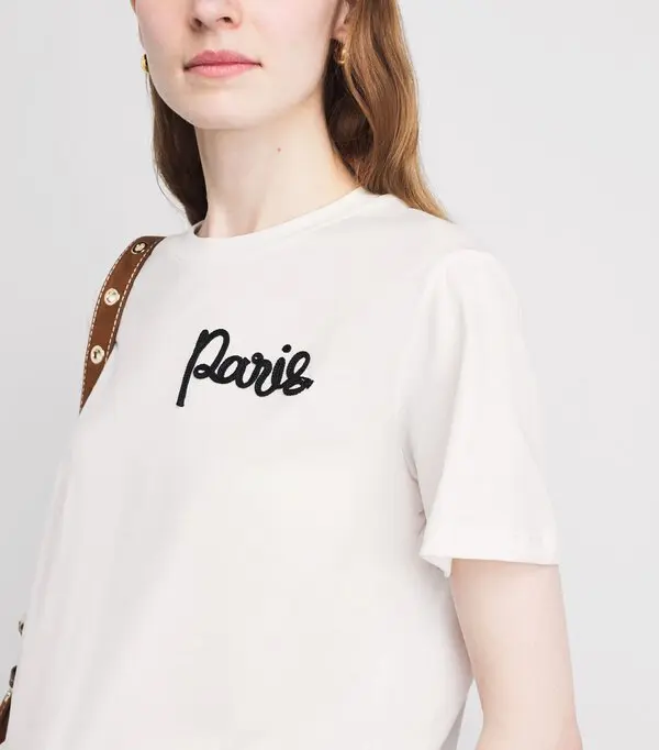 Maje Cotton Paris Embroidered T-shirt