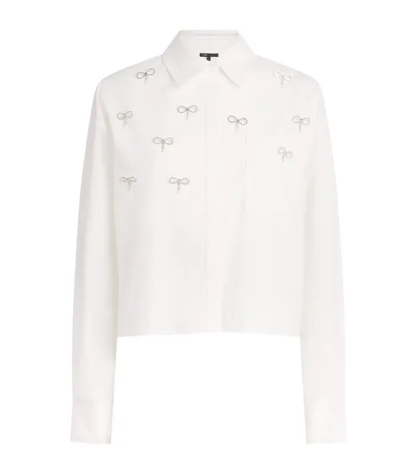 Maje Cotton Bow-embellished Shirt - White