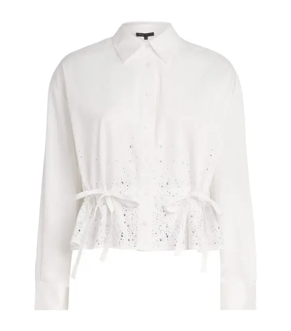 Maje Cotton Embellished Blouse - White