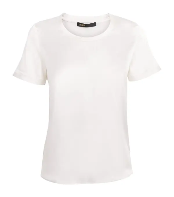 Maje Stretch-silk T-shirt - White