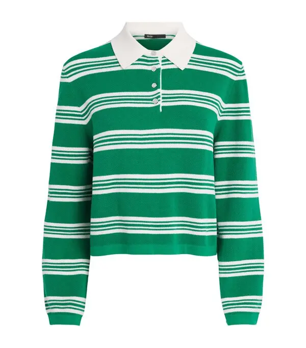 Maje Striped Polo Sweater - Green