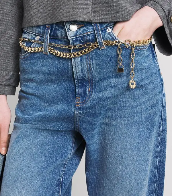 Maje Chain-detail High-rise Wide-leg Jeans - Blue