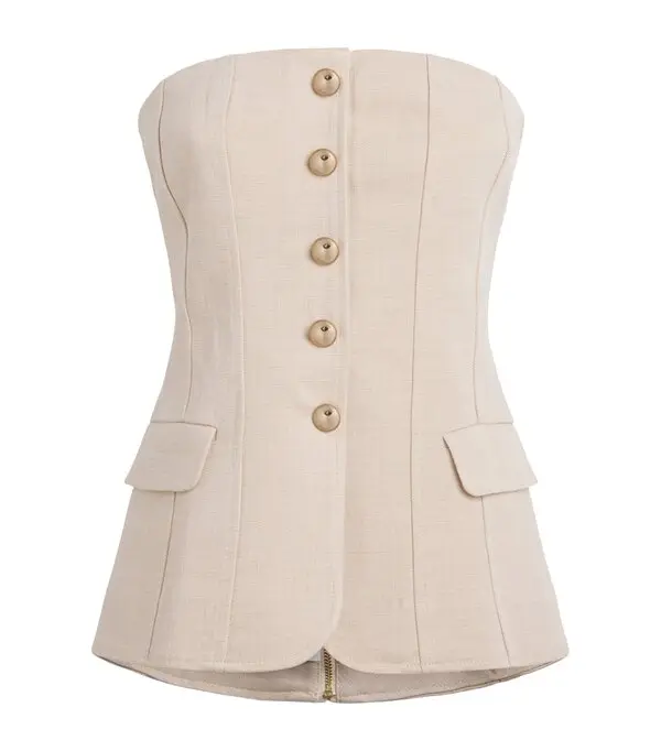Maje Tailored Bustier Top - Beige