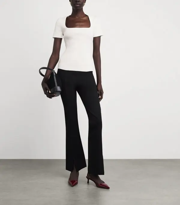 Maje Cotton-blend Rib-knit Top - White
