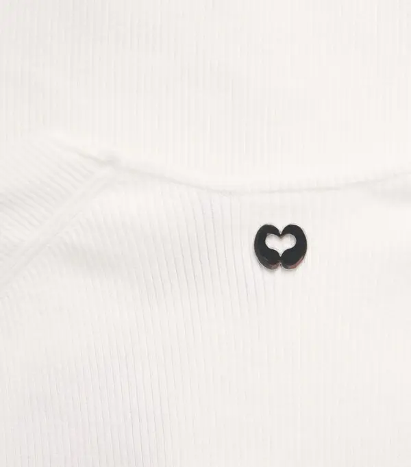 Maje Cotton-blend Rib-knit Top - White