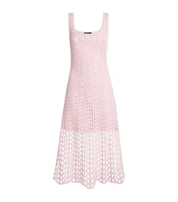 Maje Embellished Crochet Midi Dress - Pink