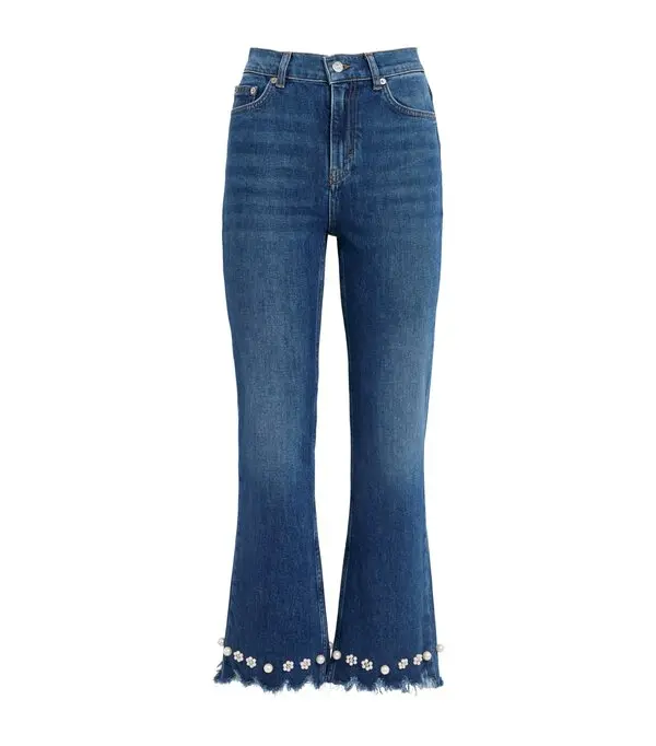 Maje Beaded Flare Jeans - Blue
