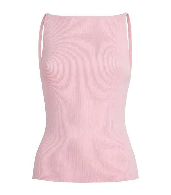 Maje Cotton-blend Rib-knit Tank Top - Pink