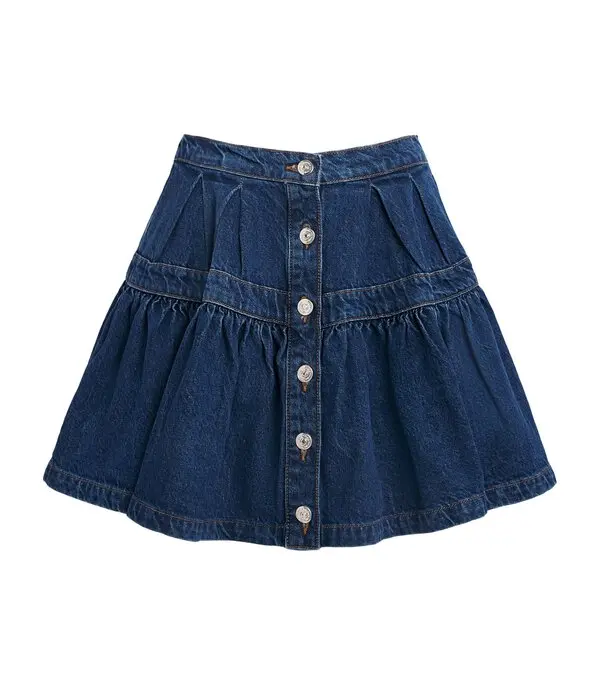 Maje Denim Mini Skirt With Button Detail - Blue