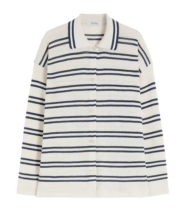 Max Mara Linen Stripe Cardigan - White