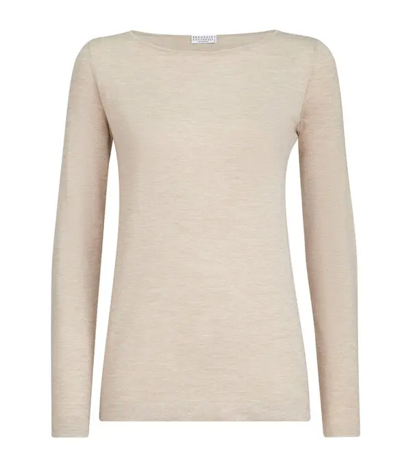 Brunello Cucinelli Cashmere And Silk Blend Sweater - Beige