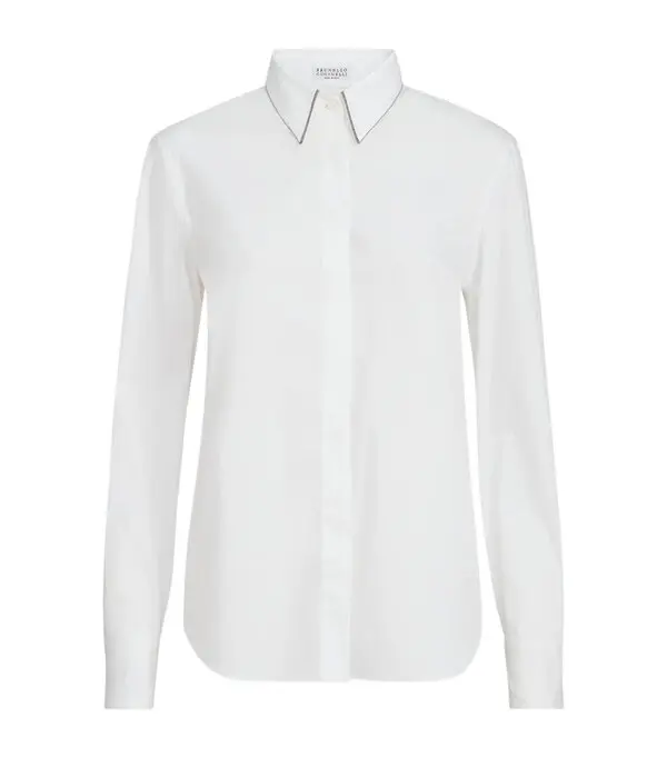 Brunello Cucinelli Cotton Poplin Monili Shirt - White