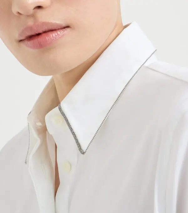 Brunello Cucinelli Cotton Poplin Monili Shirt - White