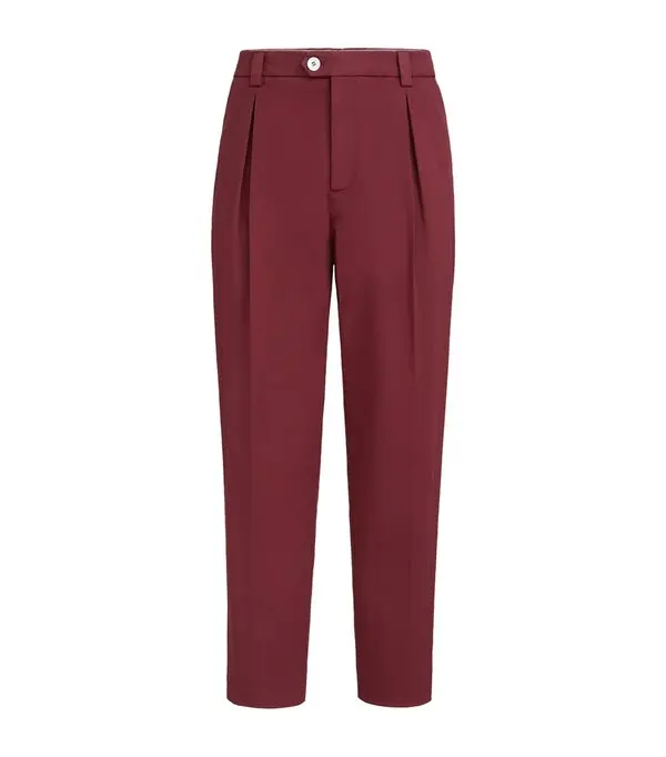 Brunello Cucinelli Stretch-cotton Pleated Trousers - Red