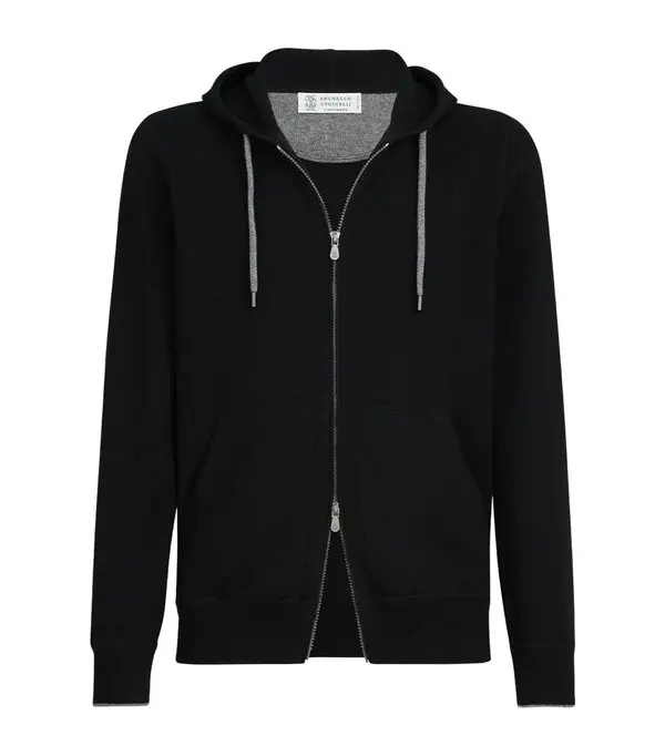 Brunello Cucinelli Cashmere Zip-up Hoodie - Black