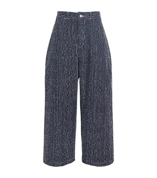 SAGE NATION Denim Box-pleat Trousers - Black