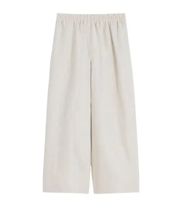 Max Mara Linen Wide-leg Trousers - White