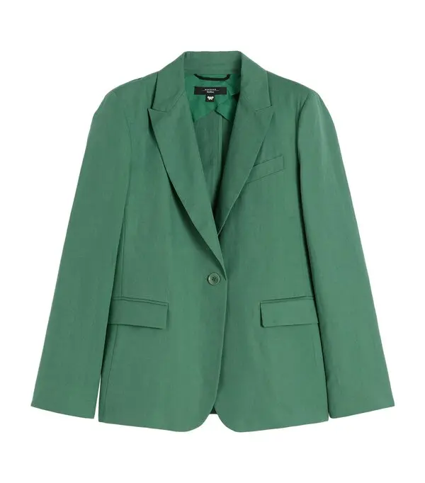 Max Mara Cotton-linen Single-breasted Blazer - Green