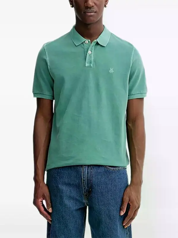 Marc O'polo Buttoned Short-sleeve Polo Shirt - Green