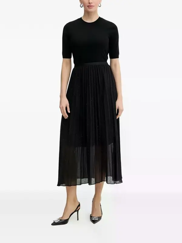 MORGAN Pleated Embellished Midi Skirt
