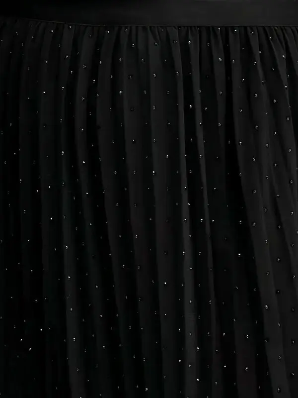 MORGAN Pleated Embellished Midi Skirt