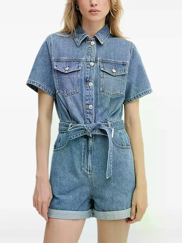 MORGAN Denim Playsuit - Blue