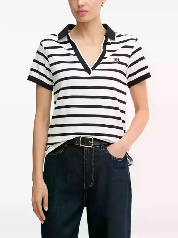PEDRO DEL HIERRO Striped V-neck T-shirt - White
