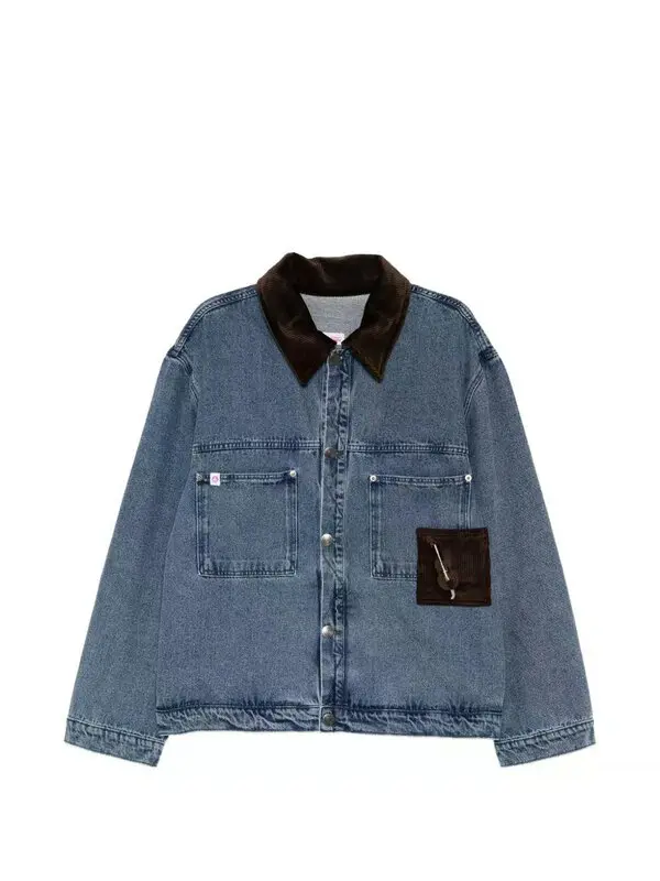 CHARLES JEFFREY Corduroy Patched Denim Jacket - Blue