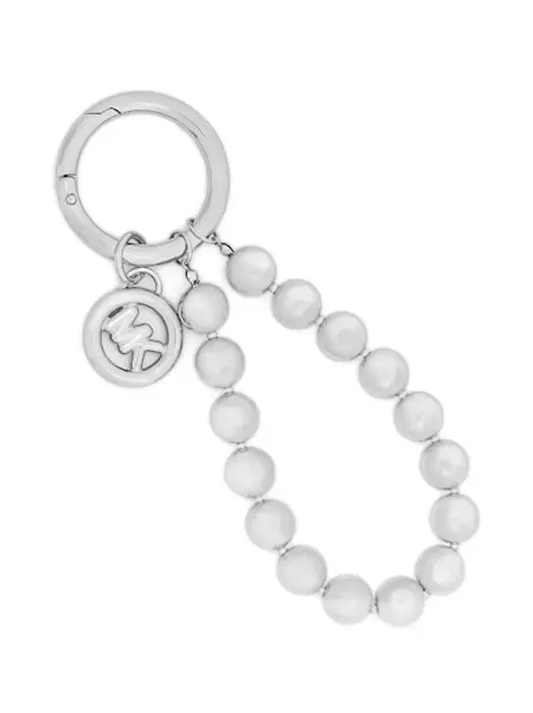 Michael Kors Logo Charm Beaded Keyring - Silver
