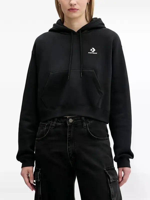 CONVERSE Star Chevron Cropped Hoodie - Black