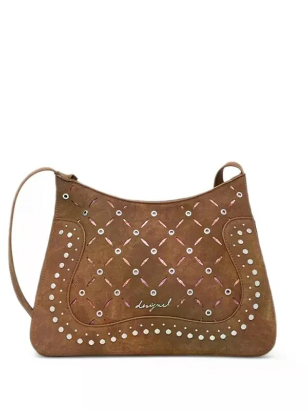 Desigual Cutout Studded Crossbody Bag - Brown