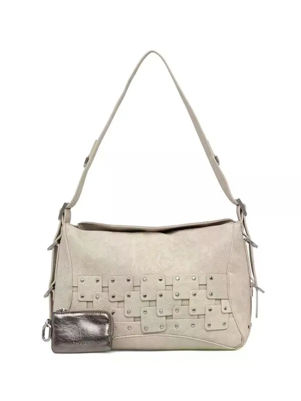 Desigual Studded Embossed Shoulder Bag - Neutrals