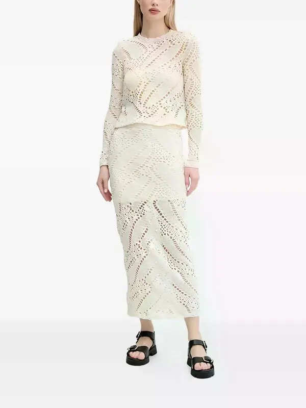 Desigual Woolf Crochet Midi Skirt - Neutrals