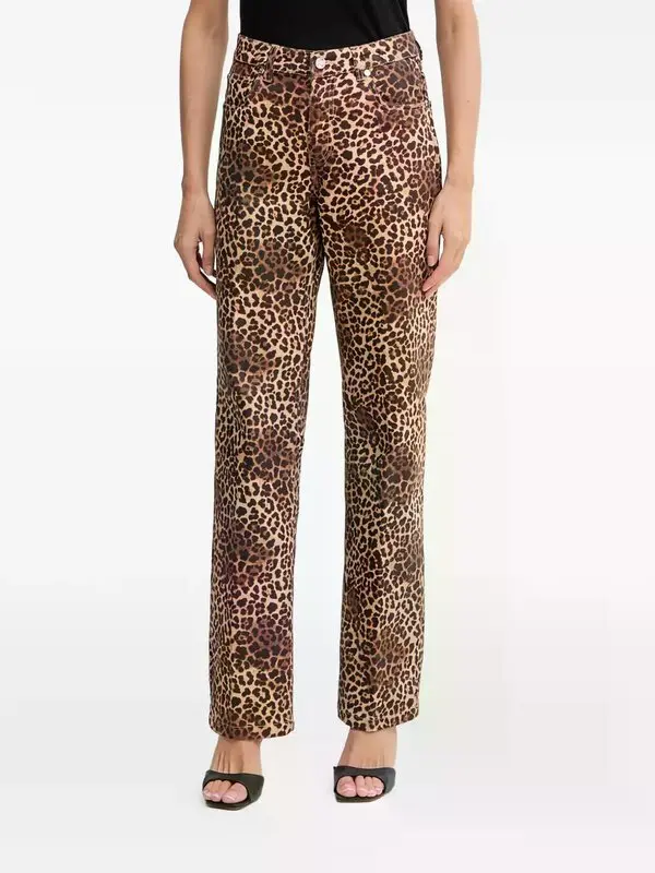 SILVIAN HEACH Animal Print Straight Leg Jeans - Neutrals