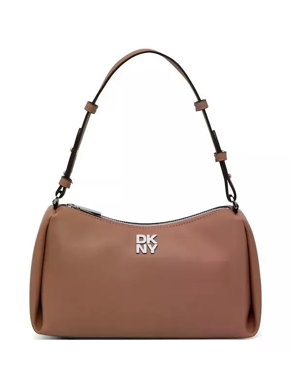 Dkny Logo Zip Shoulder Bag - Brown